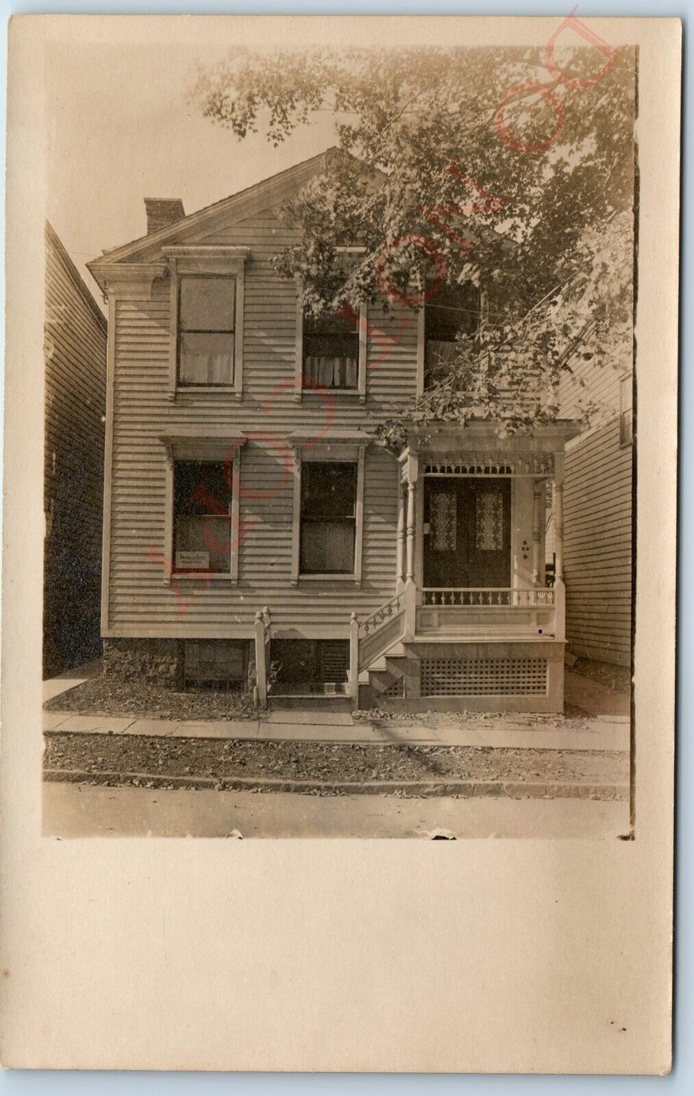 c1910s Row House RPPC Fancy Wood Trim Real Photo Dress Suit Making Sign ...