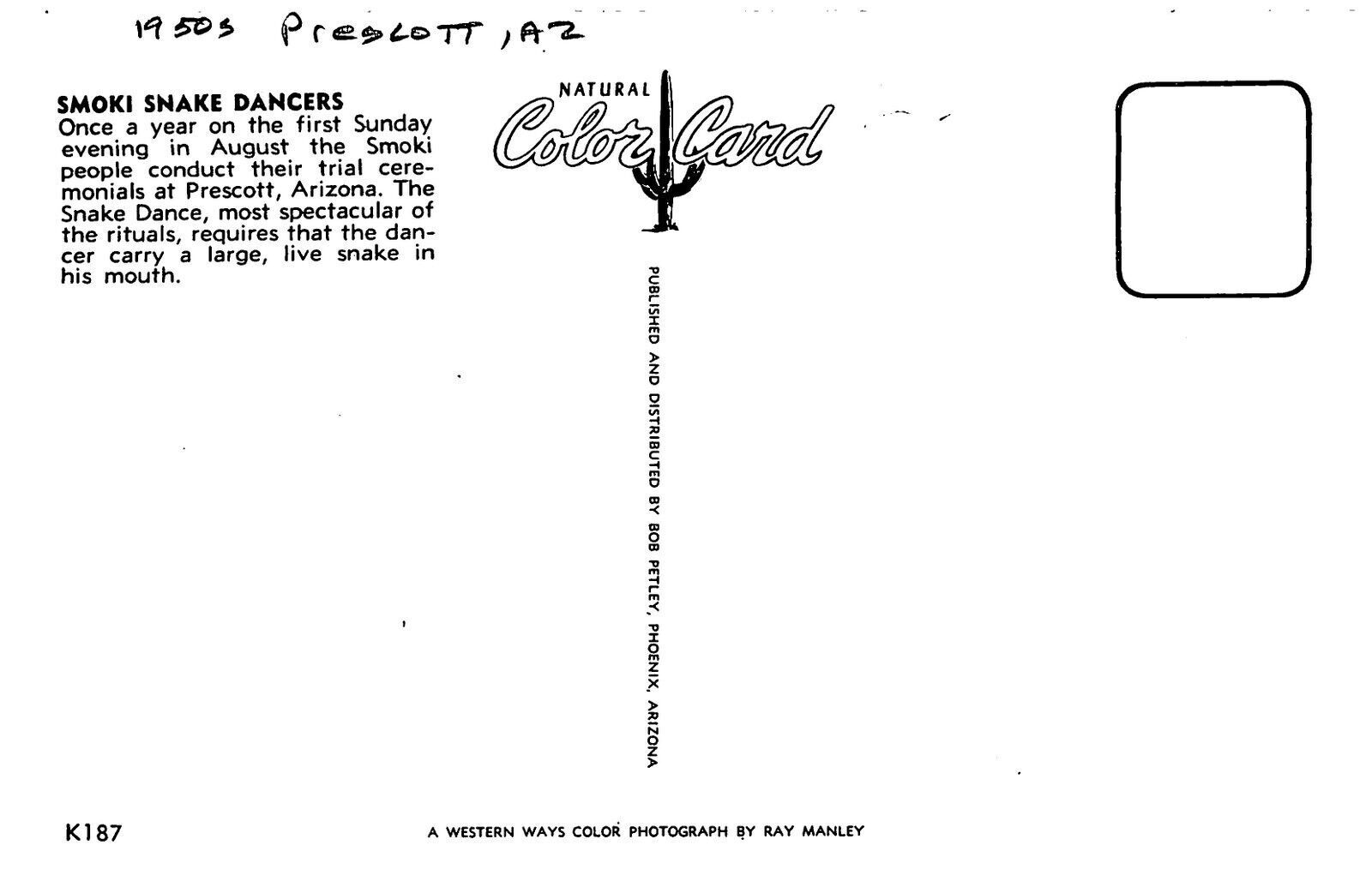 1950s Prescott Arizona Smoki snake dancers Bob Petley Postcard 25-982 ...