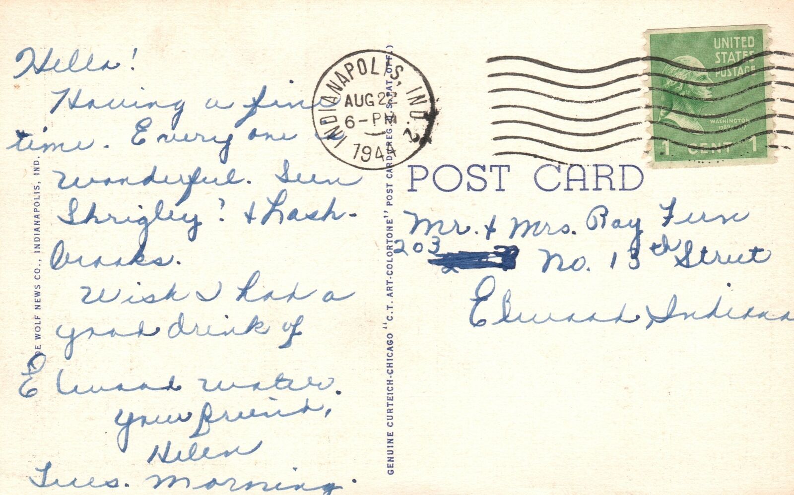 Vintage Postcard 1941 Entrance Perry Stadium Indianapolis Indiana De ...