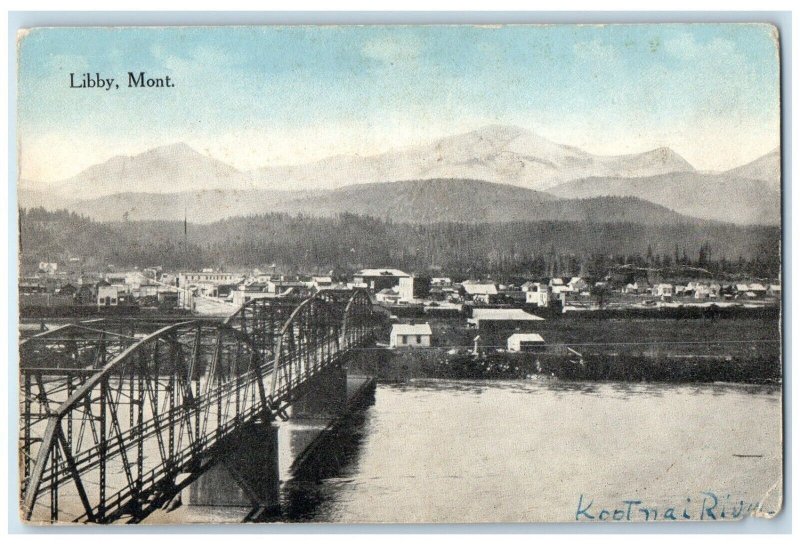 1915 Kootenai River Bridge Mountain Scene Libby Montana MT Antique ...