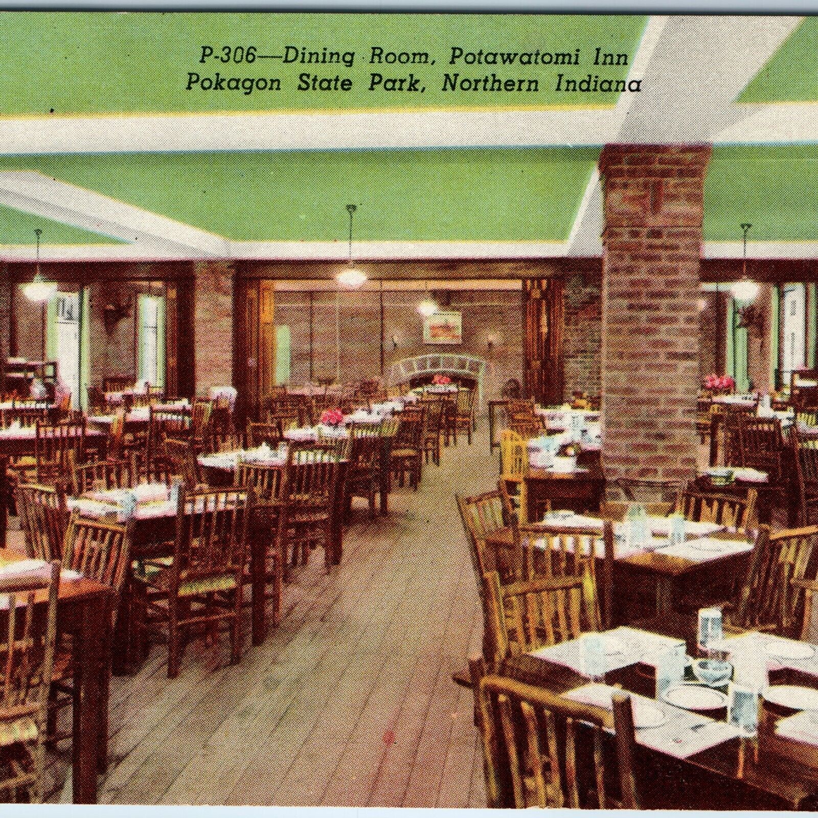1950 Steuben Co, Northern Ind Potawatomi Inn Dining Room Pokagon State ...
