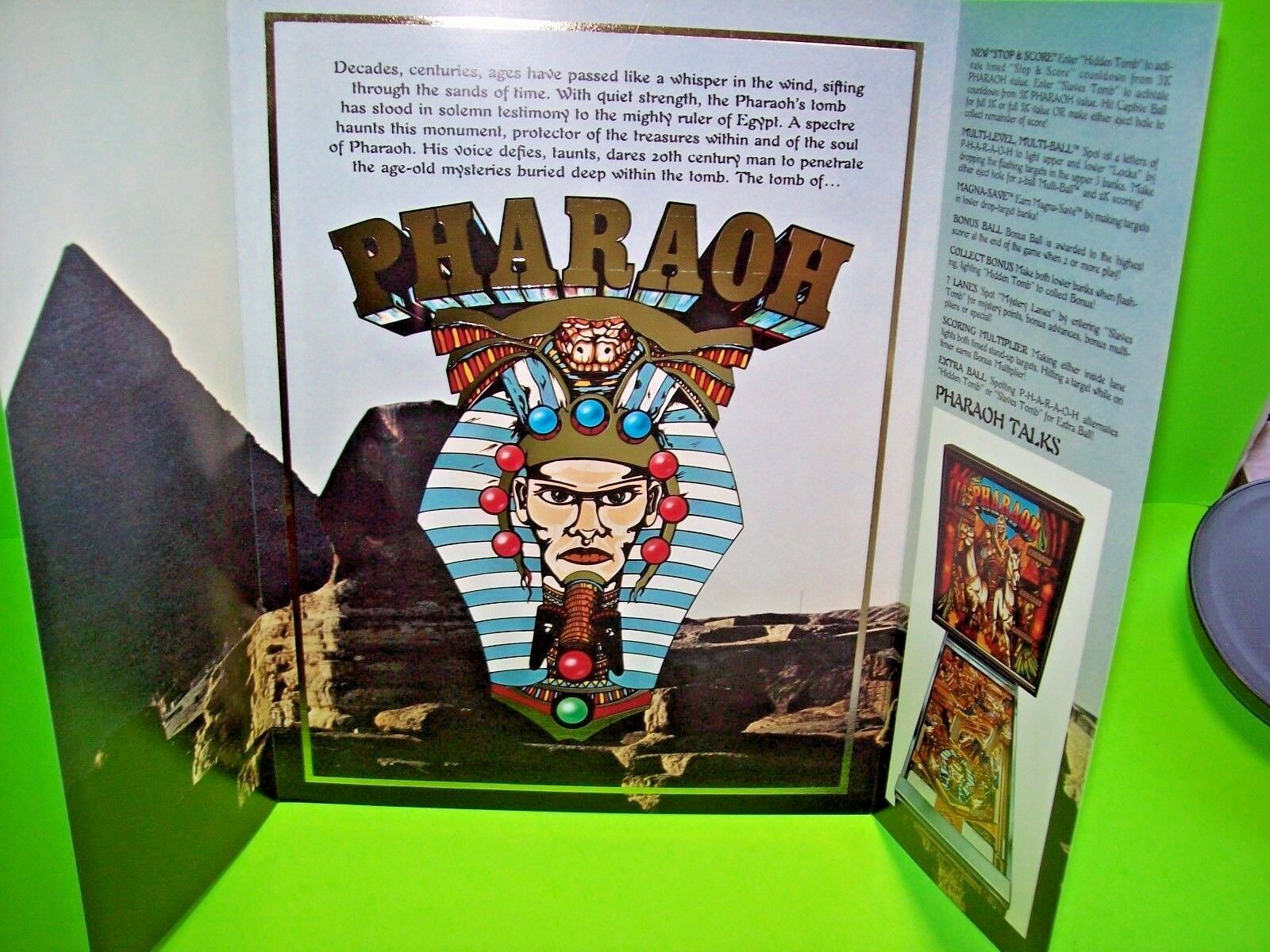 PHARAOH Original NOS 1981 Flipper Arcade Game Pinball Machine Flyer ...