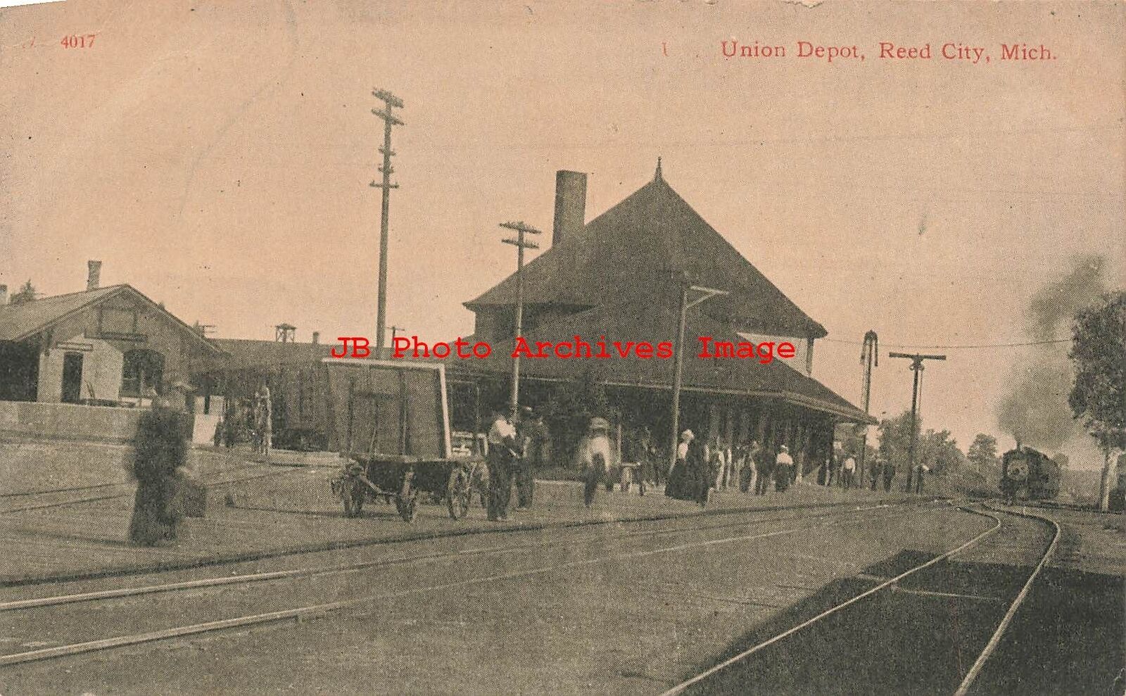 MI, Reed City, Michigan, Union Railroad Station, Exterior View, No 4017 ...