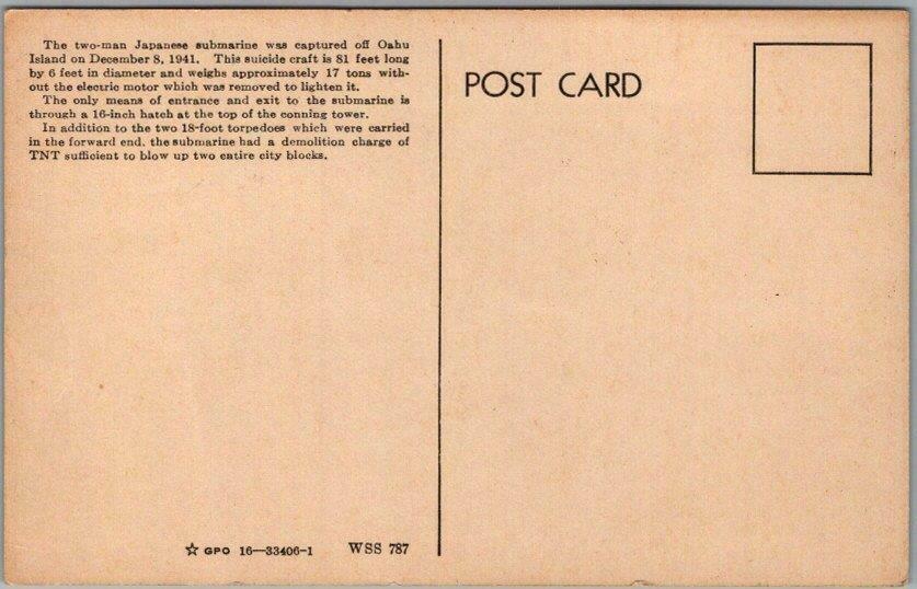 1940s WWII Propaganda Postcard "Captured Two-Man Japanese Suicide ...