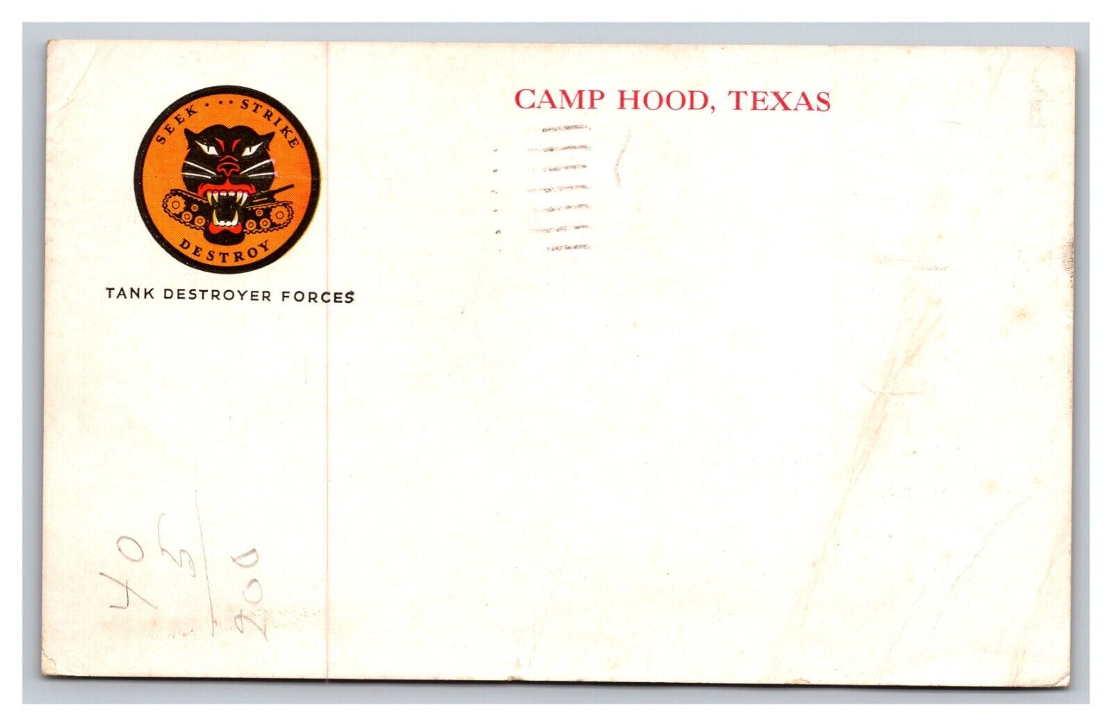 Vintage 1943 Linen Postcard Camp Hood Texas Tank Destroyer Forces ...