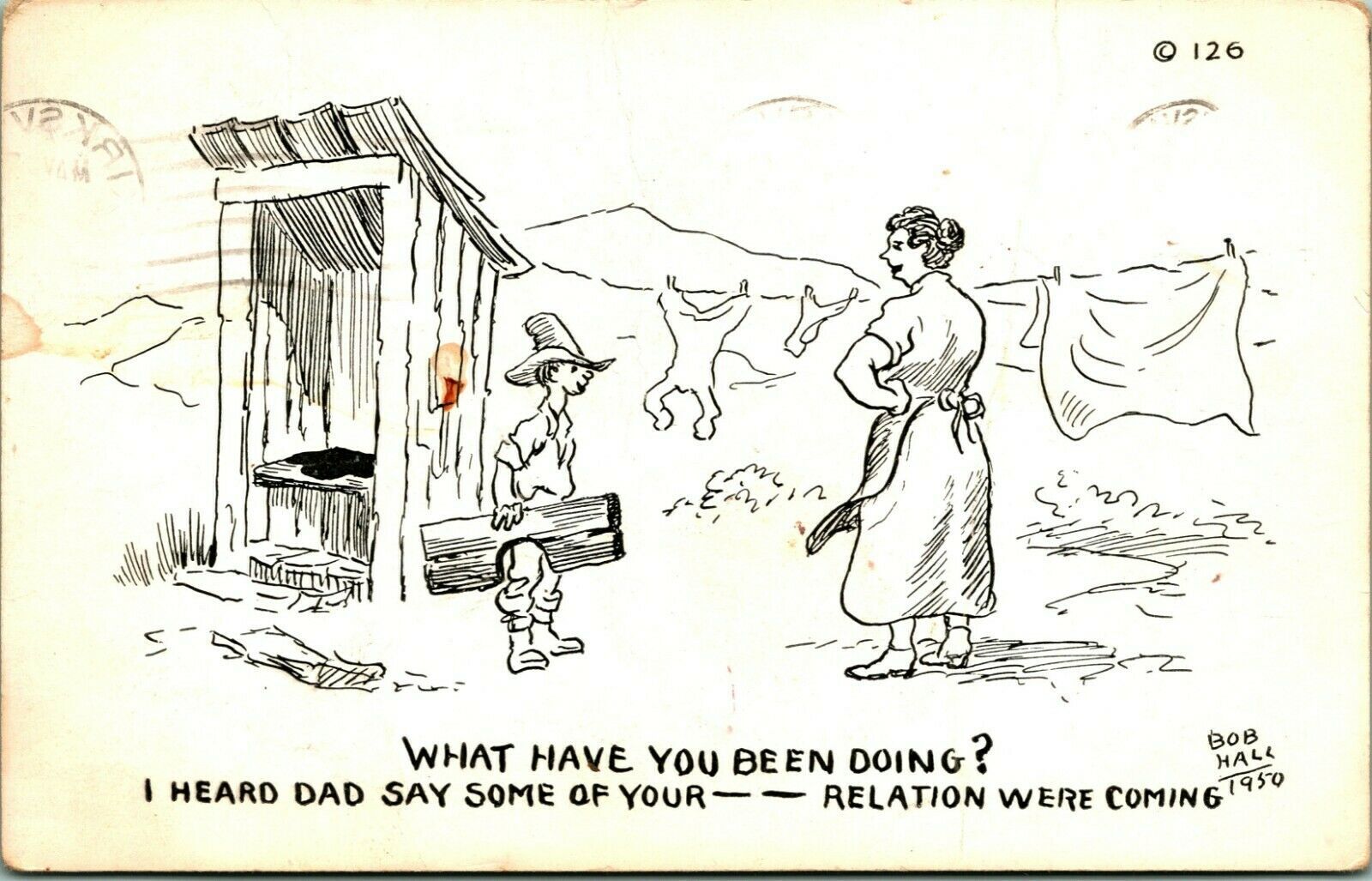 Artist Signed Bob Hall Comic Outhouse 1950 Vtg Chrome Postcard | Other ...