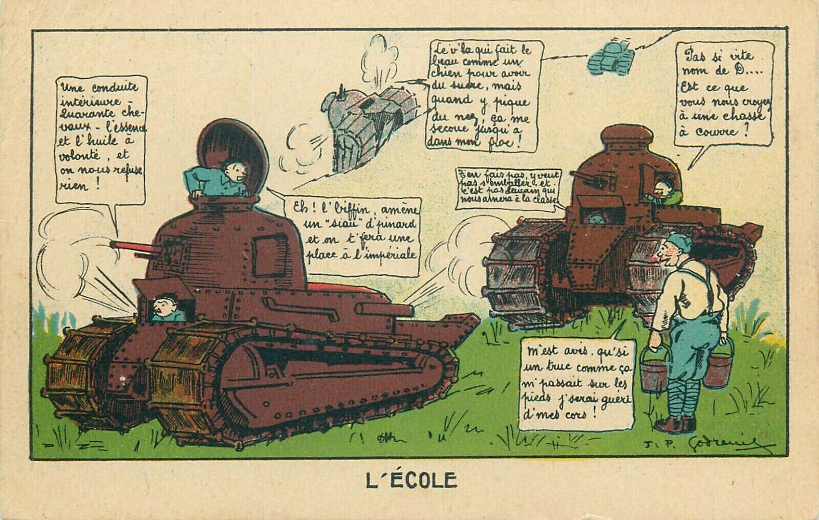 French military humor caricature comic military tank school artist ...
