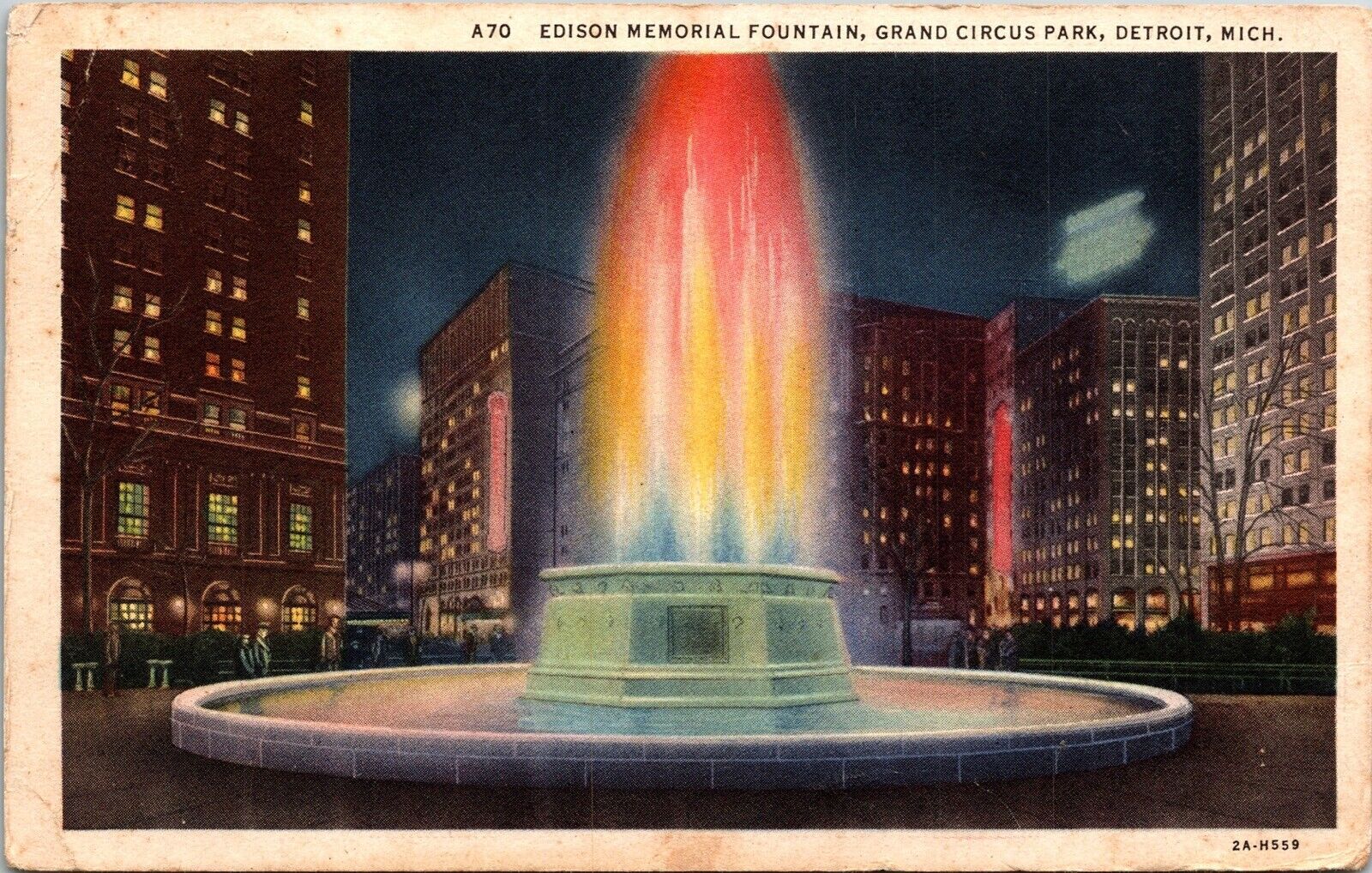 Thomas Edison Memorial Fountain Grand Circus Park Detroit Michigan WB ...