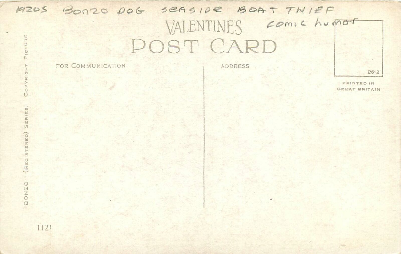 Postcard 1920s Bonzo Dog Seaside Boat Thief Comic Humor Took boat today ...