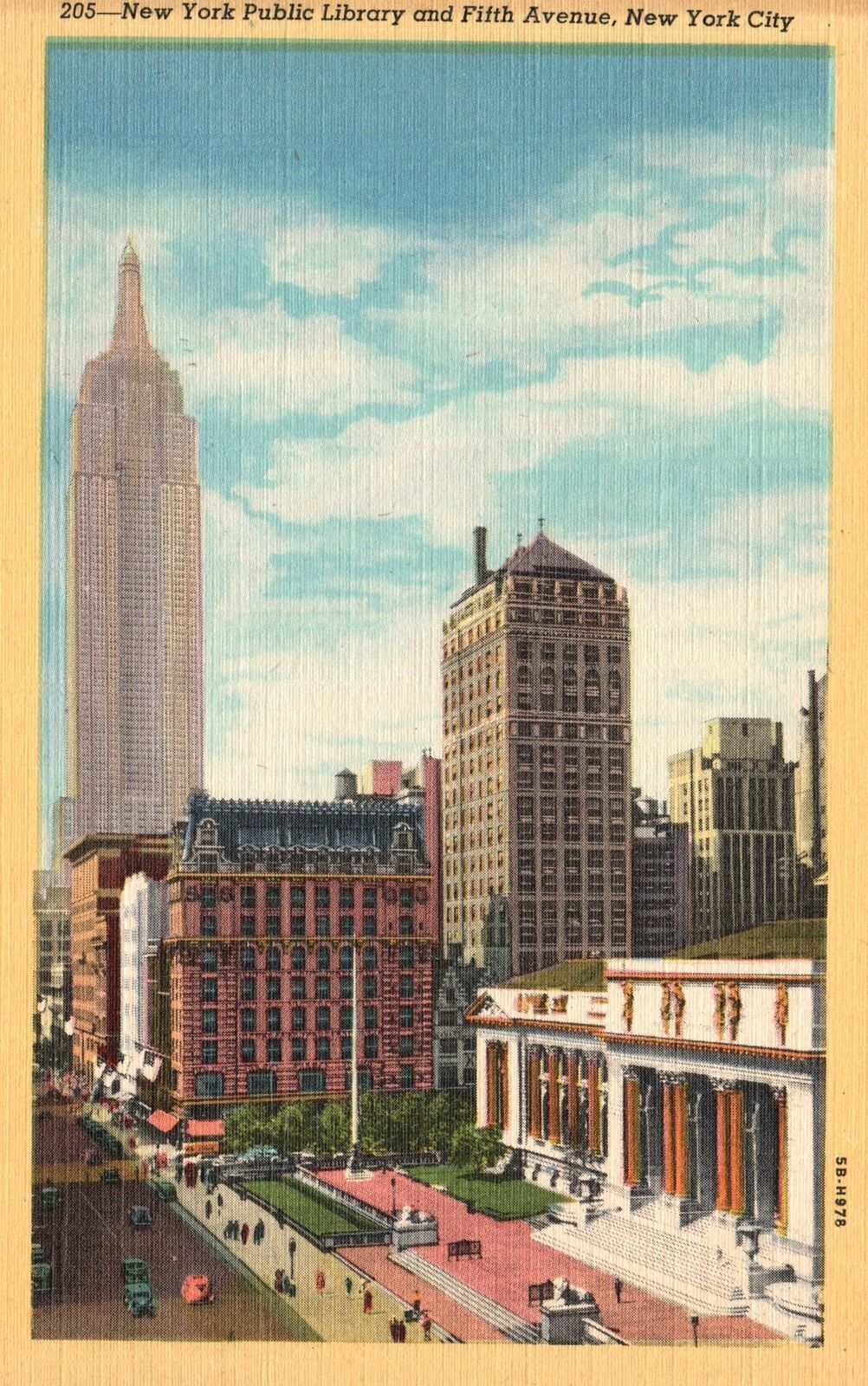 Vintage Postcard New York Public Library Building And 5Th Avenue New ...