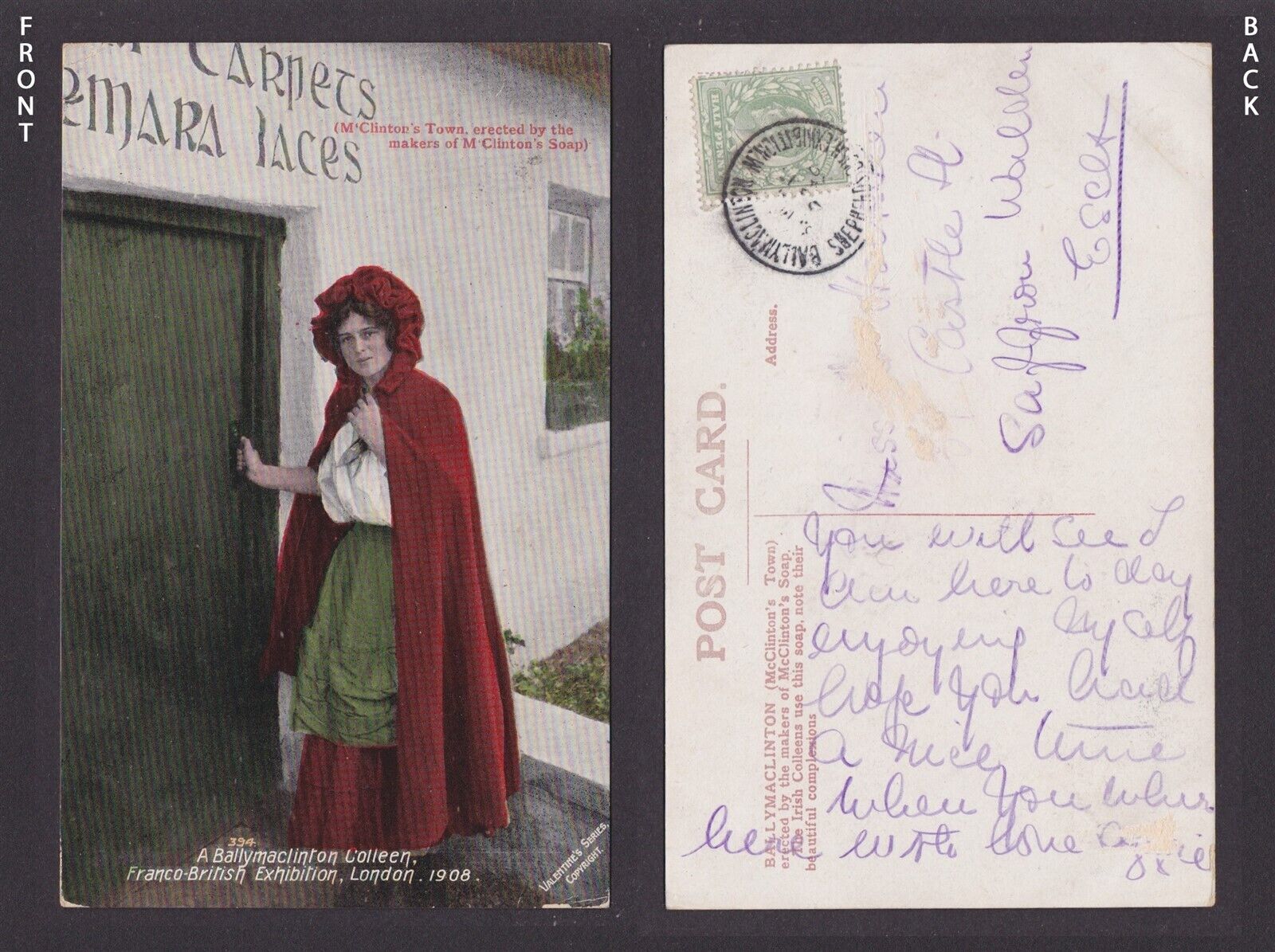 GREAT BRITAIN, Postcard, Ballymaclinton Colleen, Franco-British ...