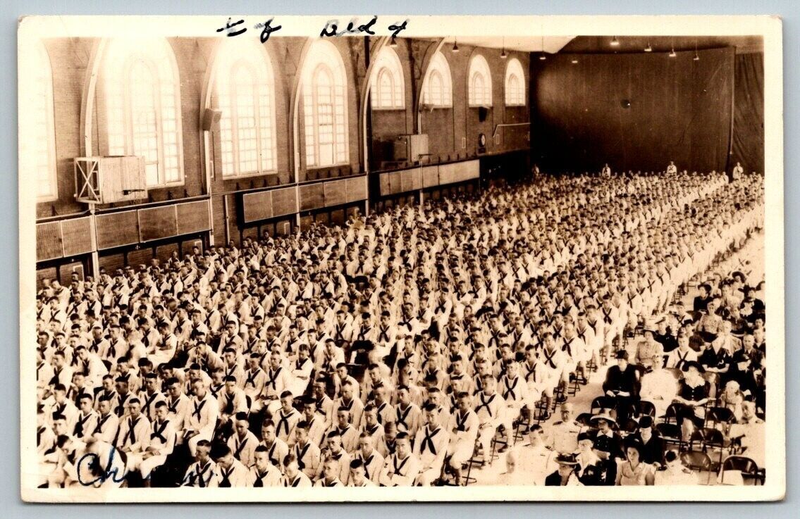 RPPC US Navy Great Lakes Illinois Boot Camp Church Services Postcard ...
