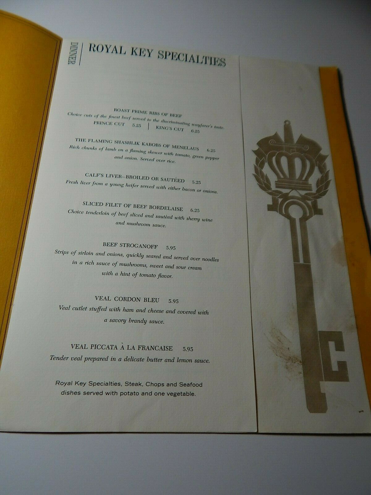 Vintage The Royal Key Restaurant Menu Rosslyn, Virginia | Ephemera ...