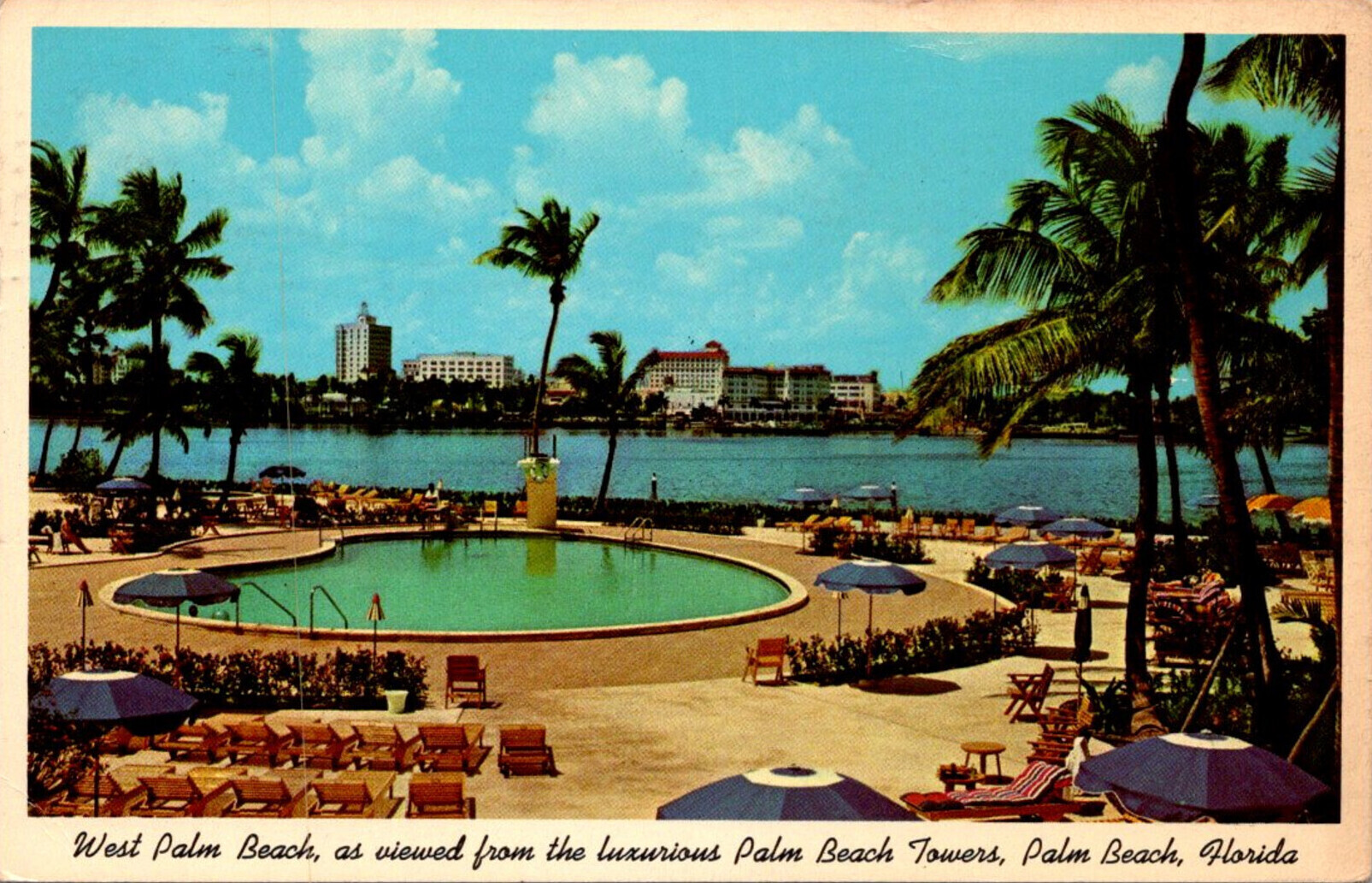 Florida West Palm Beach Viewed From Palm Beach Towers Palm Beach 1964 ...