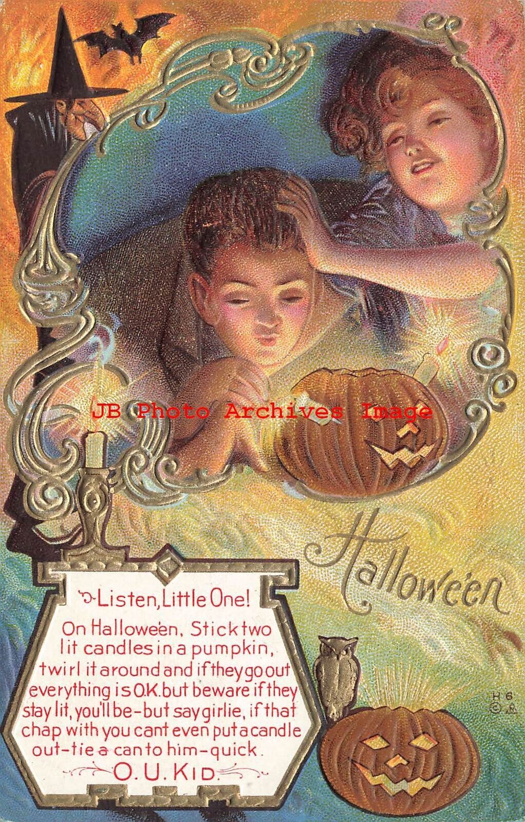 Halloween, Nash No 6a-1, OU Kid, Man Spinning JOL with Two Lit Candles ...