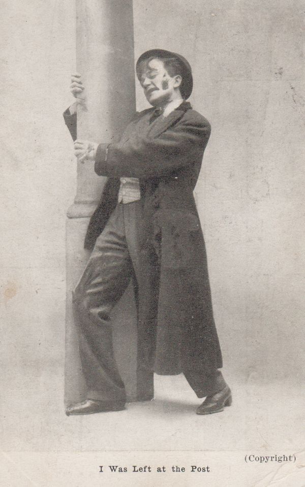 Man Drunk On Lampost Staggering Drinking Falling + Beer Antique Comic ...