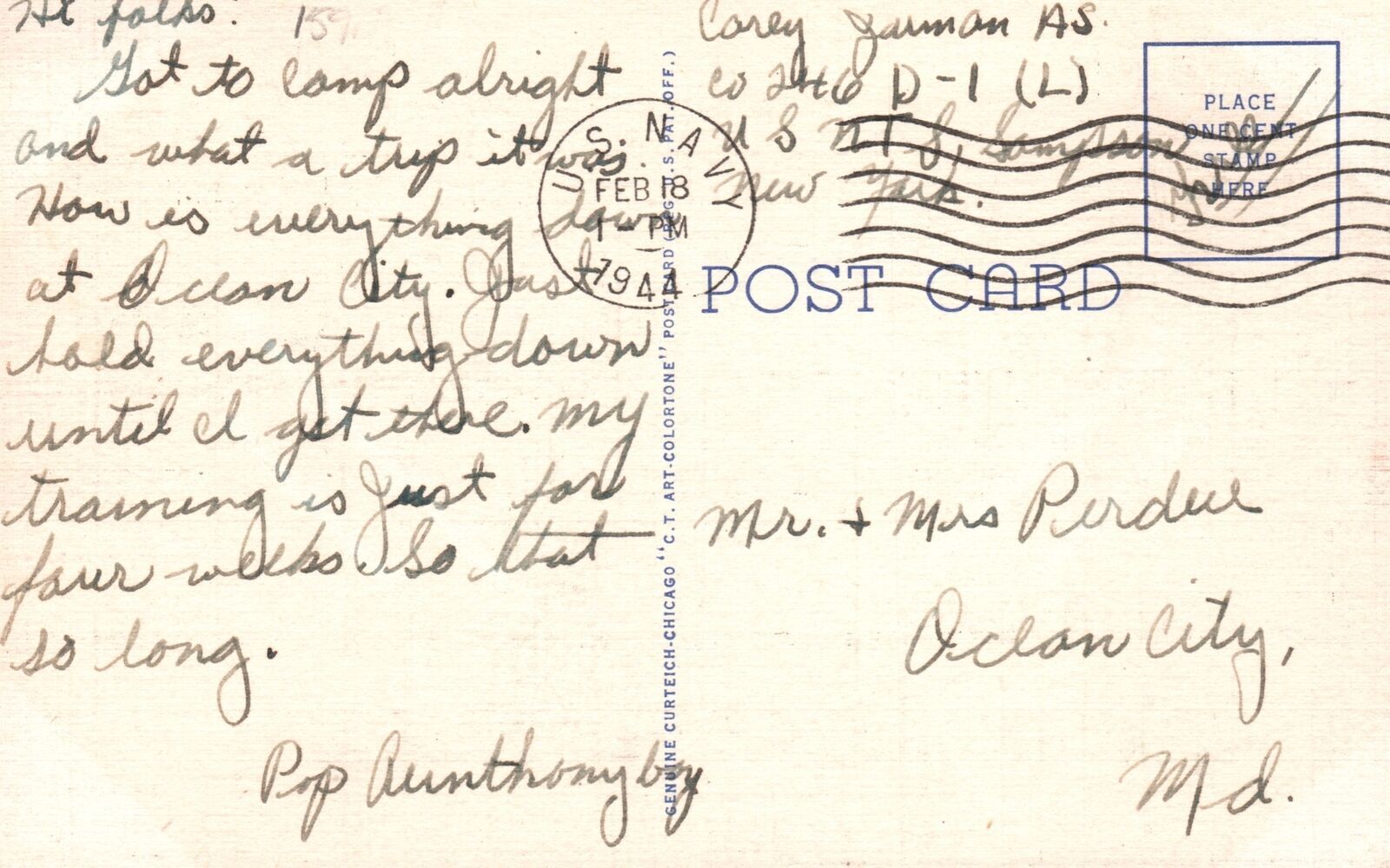 Vintage Postcard 1944 Greetings From U.S. Naval Training Samson NY ...