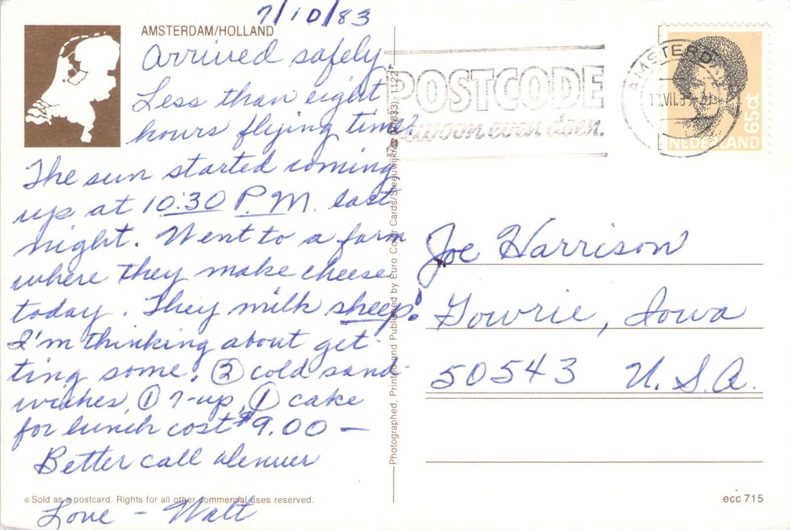 Vintage 1980s Souvenir Postcard Lighted Night Multi-View Amsterdam ...