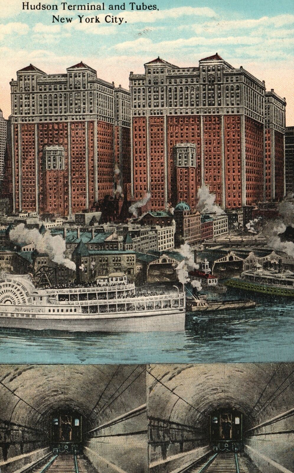 Vintage Postcard Hudson Terminal And Tubes Twin Structures New York ...