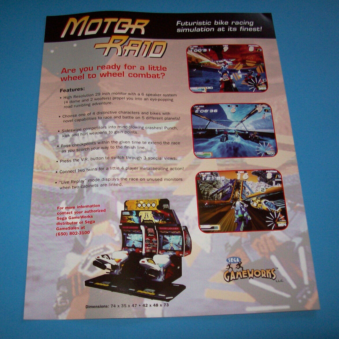 Motor Raid 1997 Original NOS Video Arcade Game Sales Flyer Vintage ...