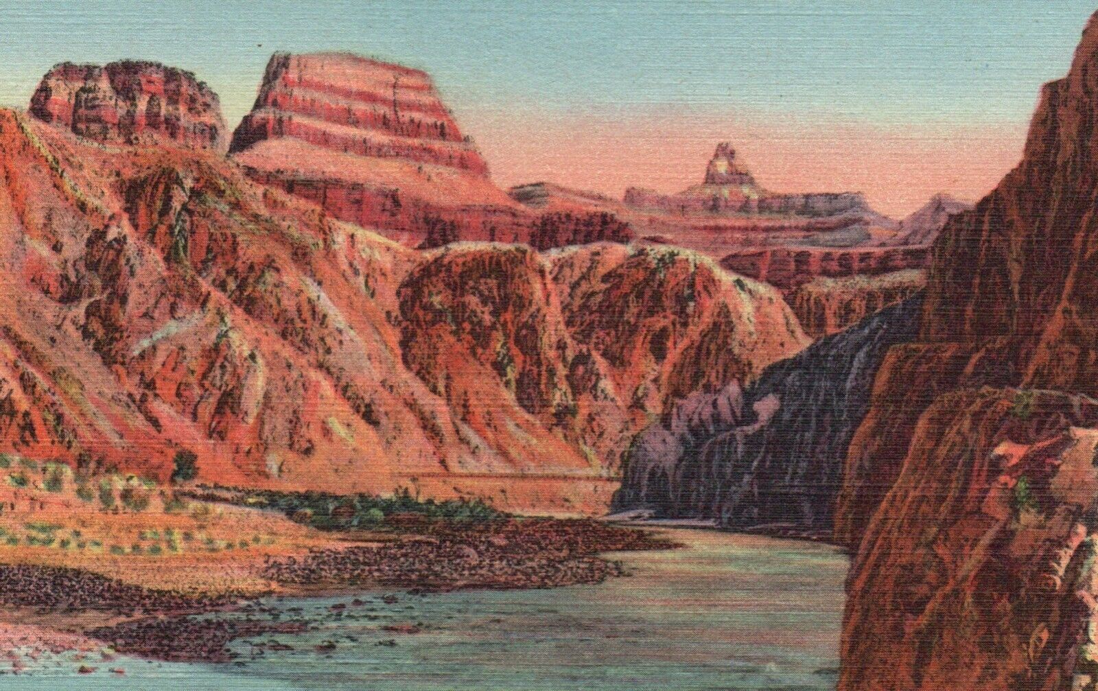 Postcard AZ Grand Canyon Zoroaster Colorado River 1938 Linen Vintage PC ...