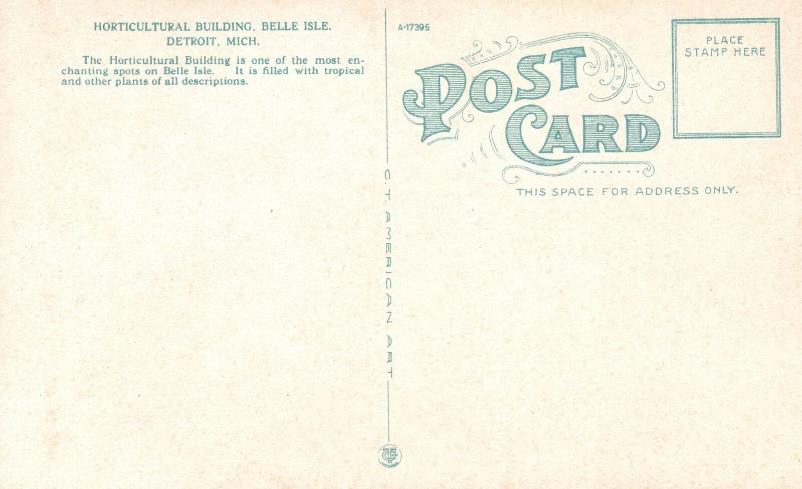 Vintage Postcard 1920's Horticultural Building Belle Isle Detroit ...
