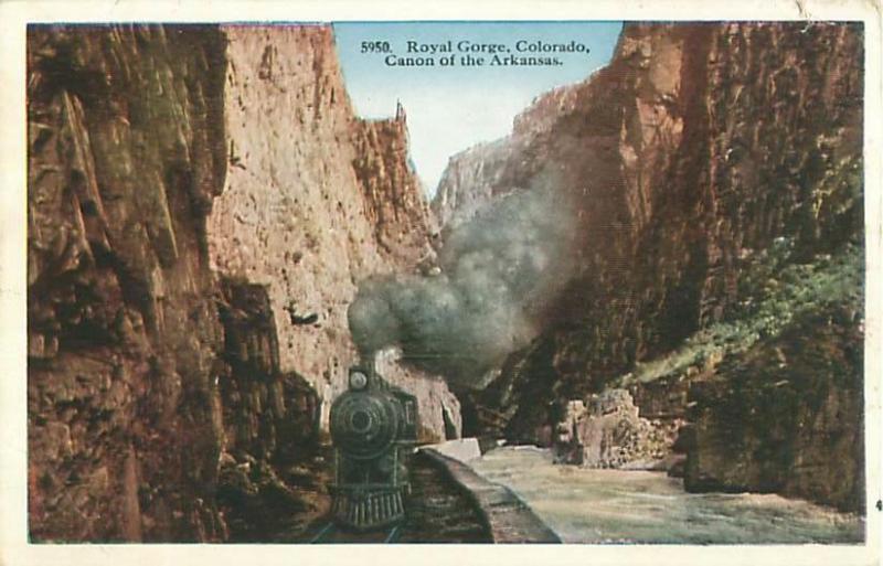 Royal Gorge, Colorado D & R G Railroad Steam Locomotive 1924 Postcard ...