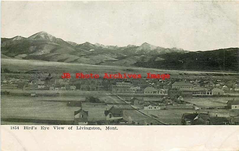 MT, Livingston, Montana, City Scene, Bird's Eye View, Wells No 1854 ...
