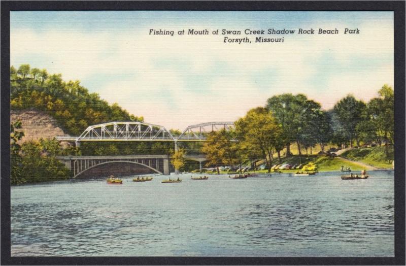 Forsyth MO Swan Creek US 160 Bridge and Arch Bridge 1950s Linen ...