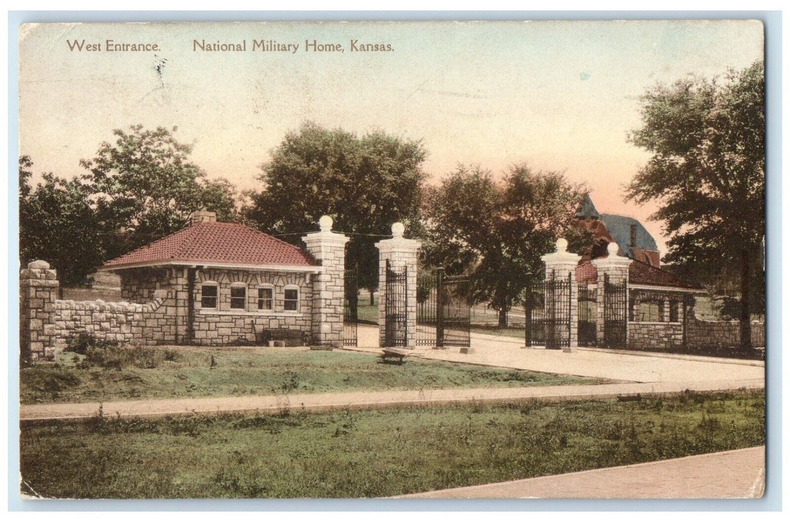 1920 West Entrance National Military Home Exterior Gate Building Kansas ...