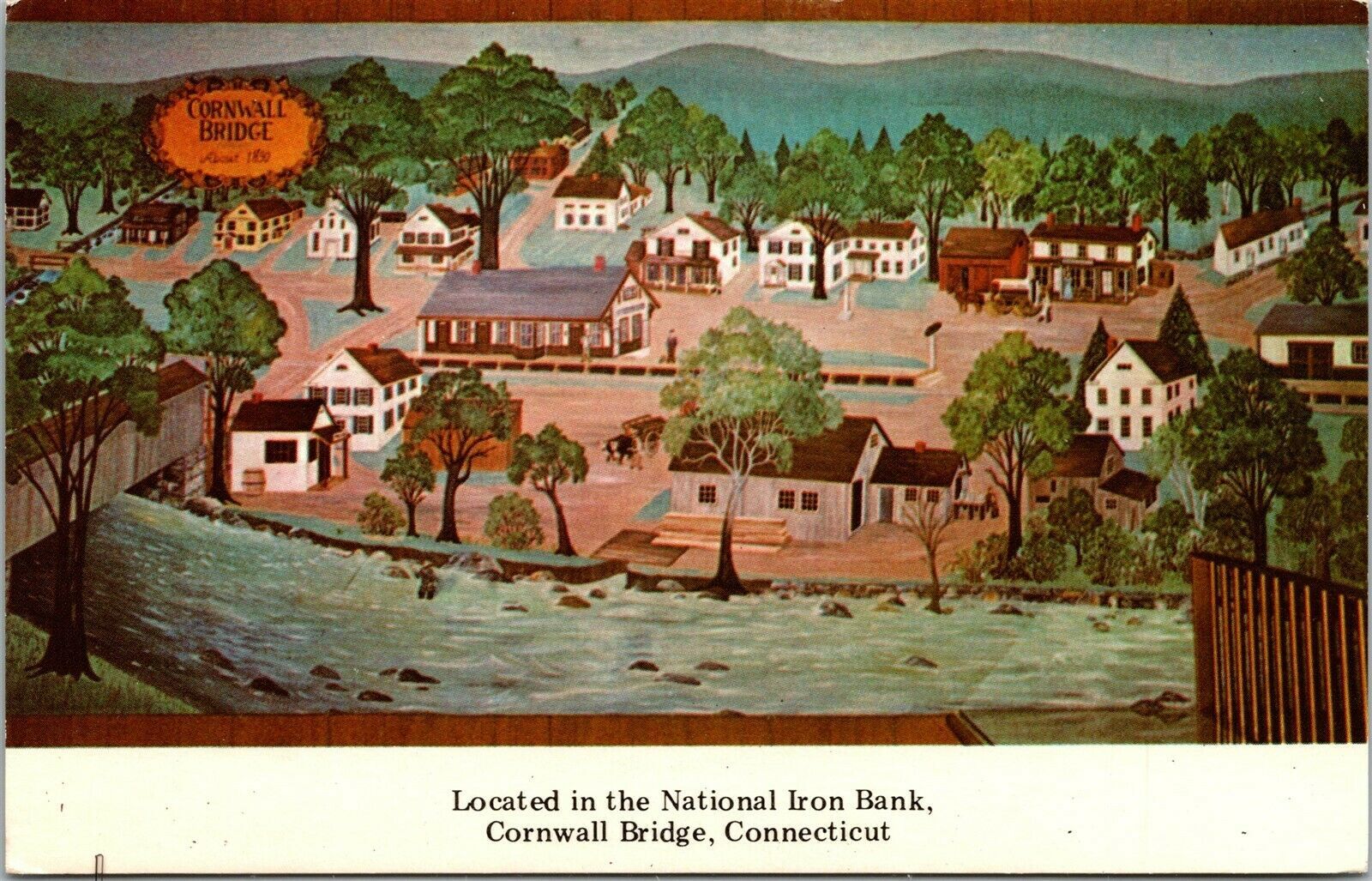 Vtg Cornwall Bridge CT Painting by C.P. Meier in National Iron Bank ...