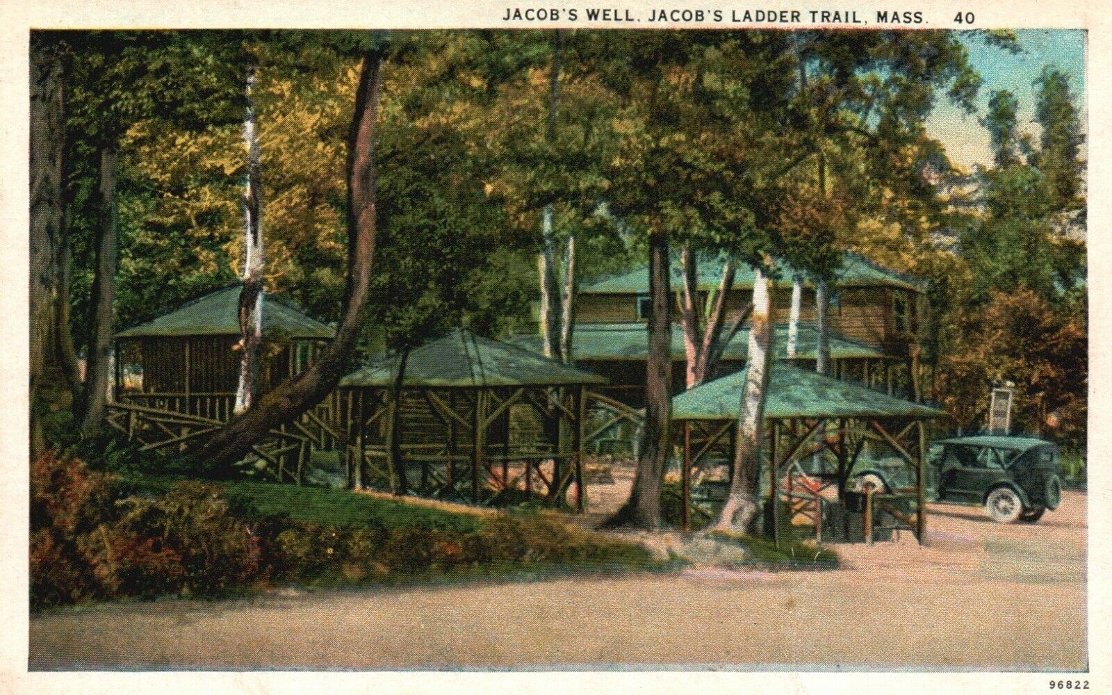 Jacob's Ladder Trail, MA, Jacob's Well, White Border Vintage Postcard ...