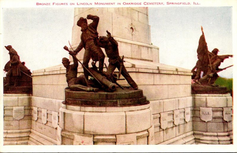 Illinois Springfield Oakridge Cemetery Bronze Figures On Lincoln ...