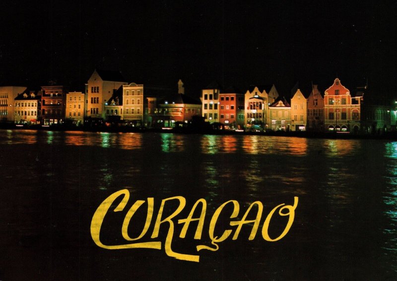 Vintage Continental Size Postcard Handelskade at Night Curacao Neth ...