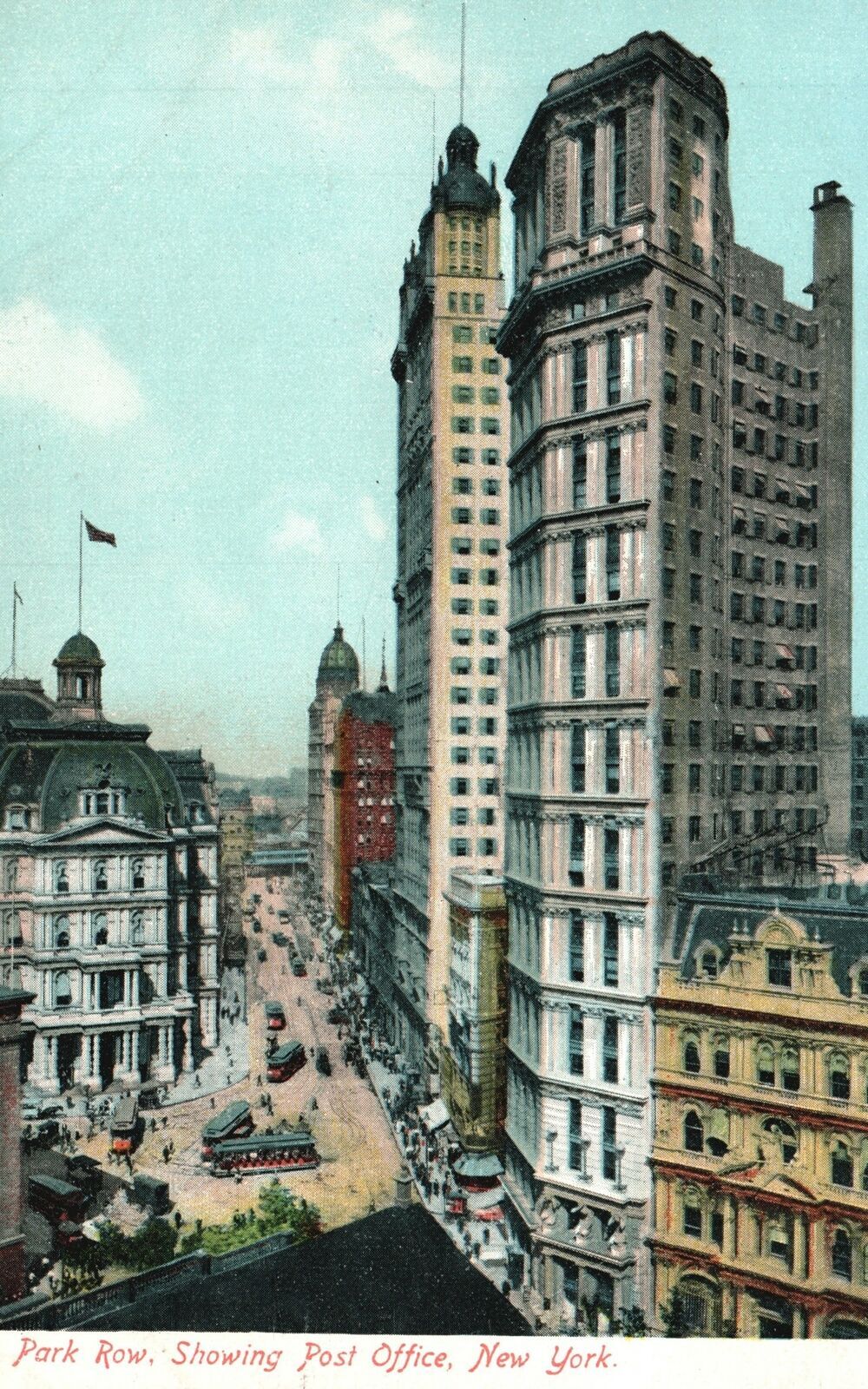 Vintage Postcard Park Row Showing Post Office National Building New ...