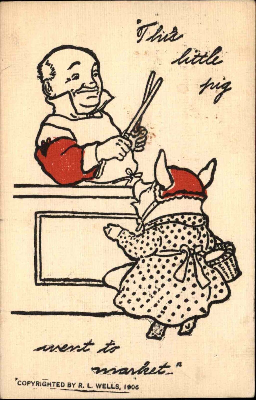 RL Wells Comic Butcher Pig in Dress Fantasy Nursery Rhyme c1910 ...