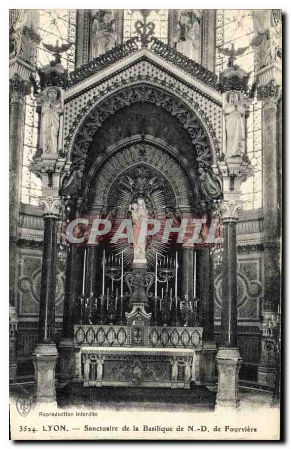 Postcard Old Lyon Shrine of the Basilica of Our Lady of Fourviere ...
