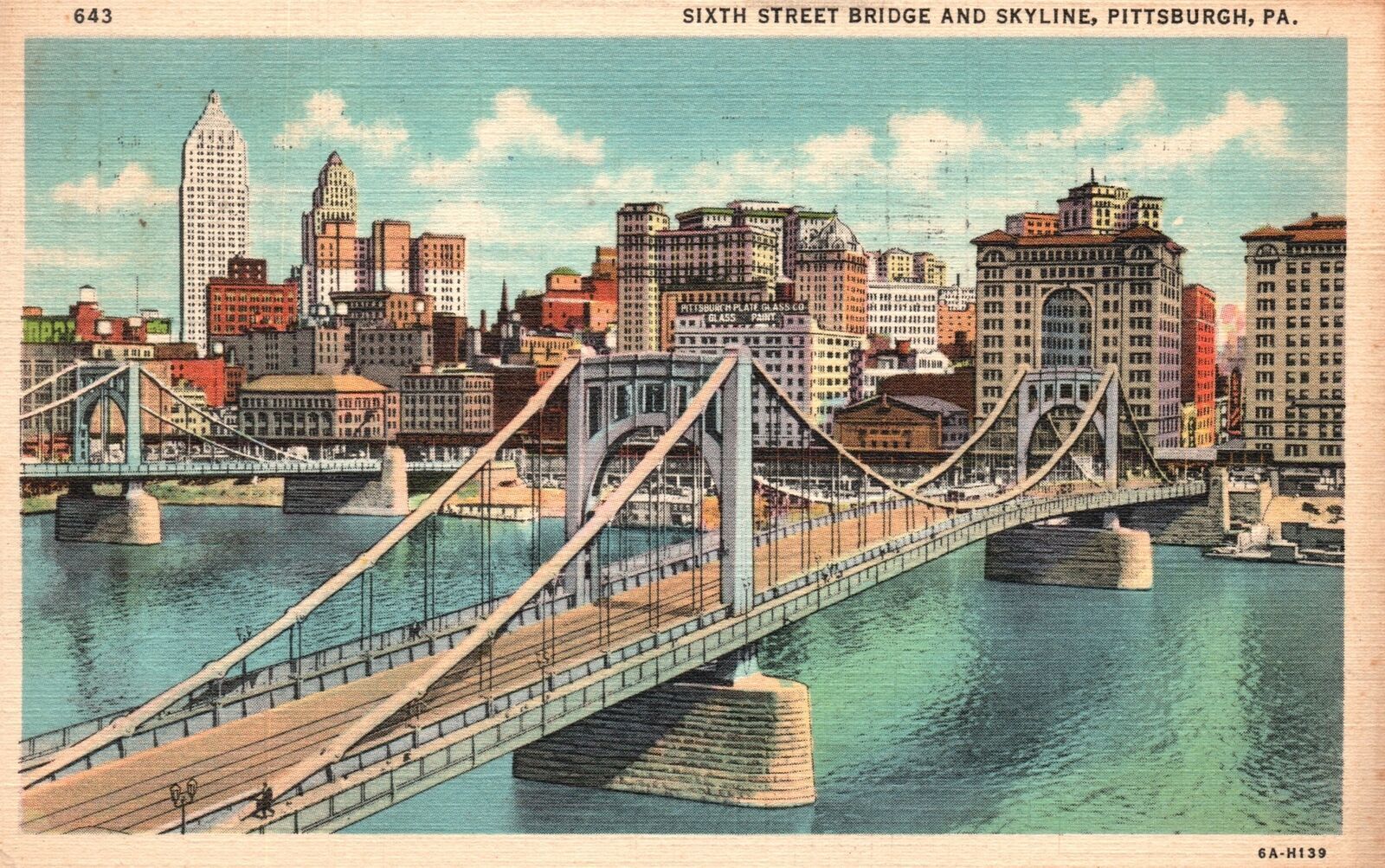 Vintage Postcard 1920's Sixth Street Bridge and Skyline Pittsburgh ...