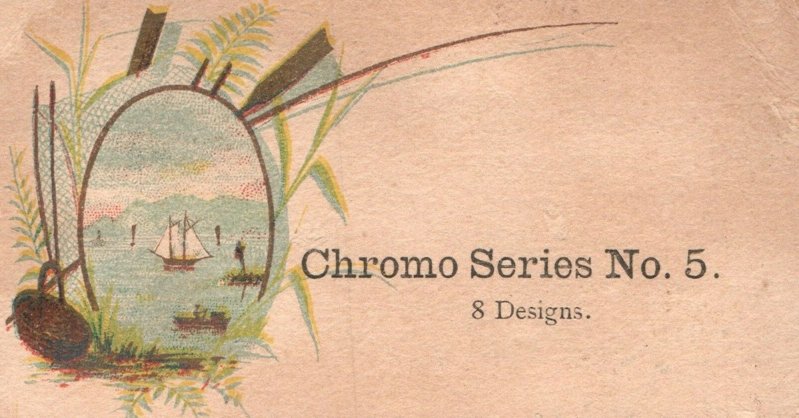1880s-90s Sailboat on the Water Flowers Chromo Series 8 Designs Trade ...