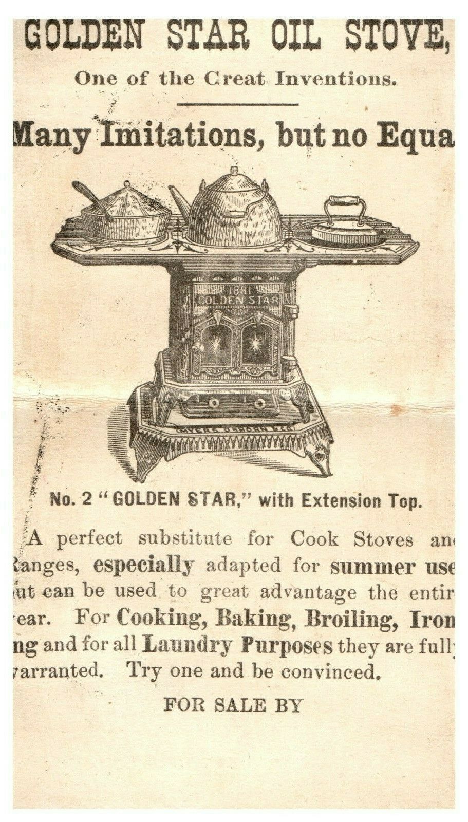 1880's Golden Star Oil Stoves Pitcher Cherry Blossoms Victorian Trade ...