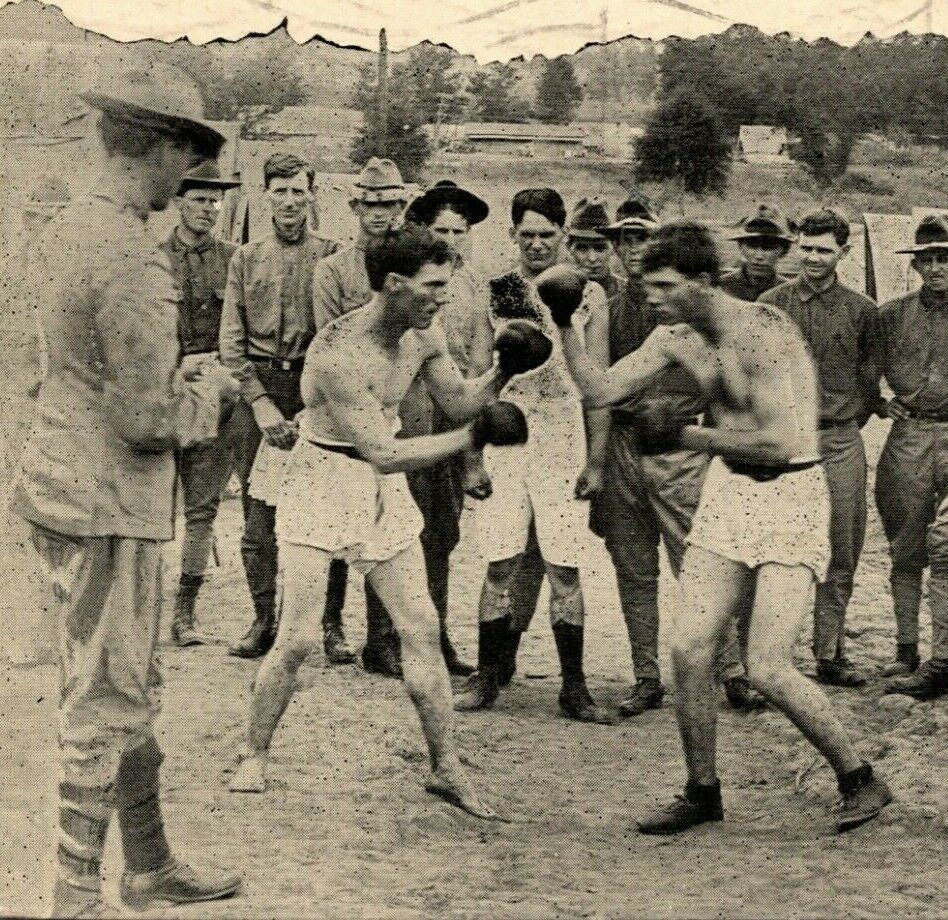 WW1 Real Photo Postcard RPPC 1917 Soldiers Boxing Athletic Sports ...
