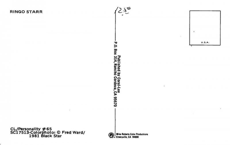 RINGO STARR The Beatles 1981 Vintage Music Postcard | Topics - People ...