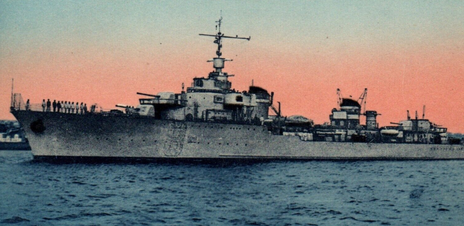 Postcard French Navy Cruiser destroyer Le Malin War Time Lovely Shade ...