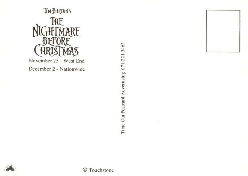 Film Advertising Postcard - Tim Burton's The Nightmare Before Christmas ...