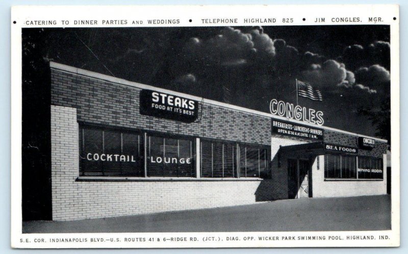 HIGHLAND, Indiana IN ~ Roadside CONGLES RESTAURANT c1950s Jim Congles ...