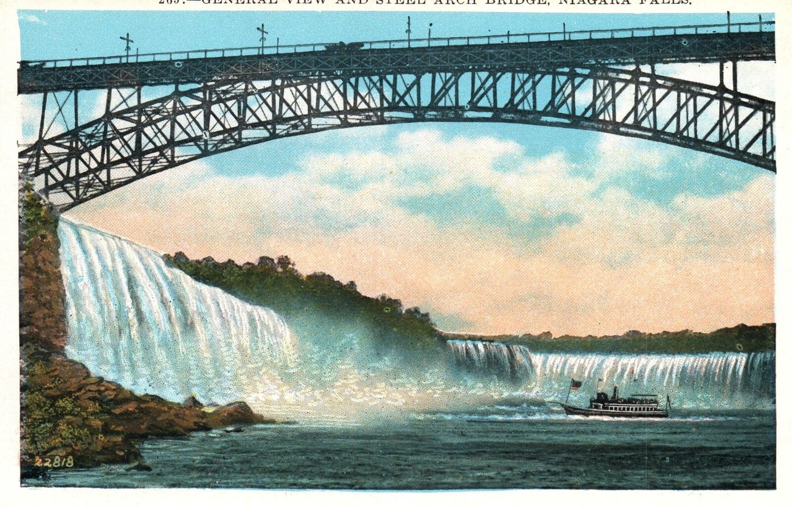 Vintage Postcard Steel Arch Bridge Niagara Falls New York White Border ...