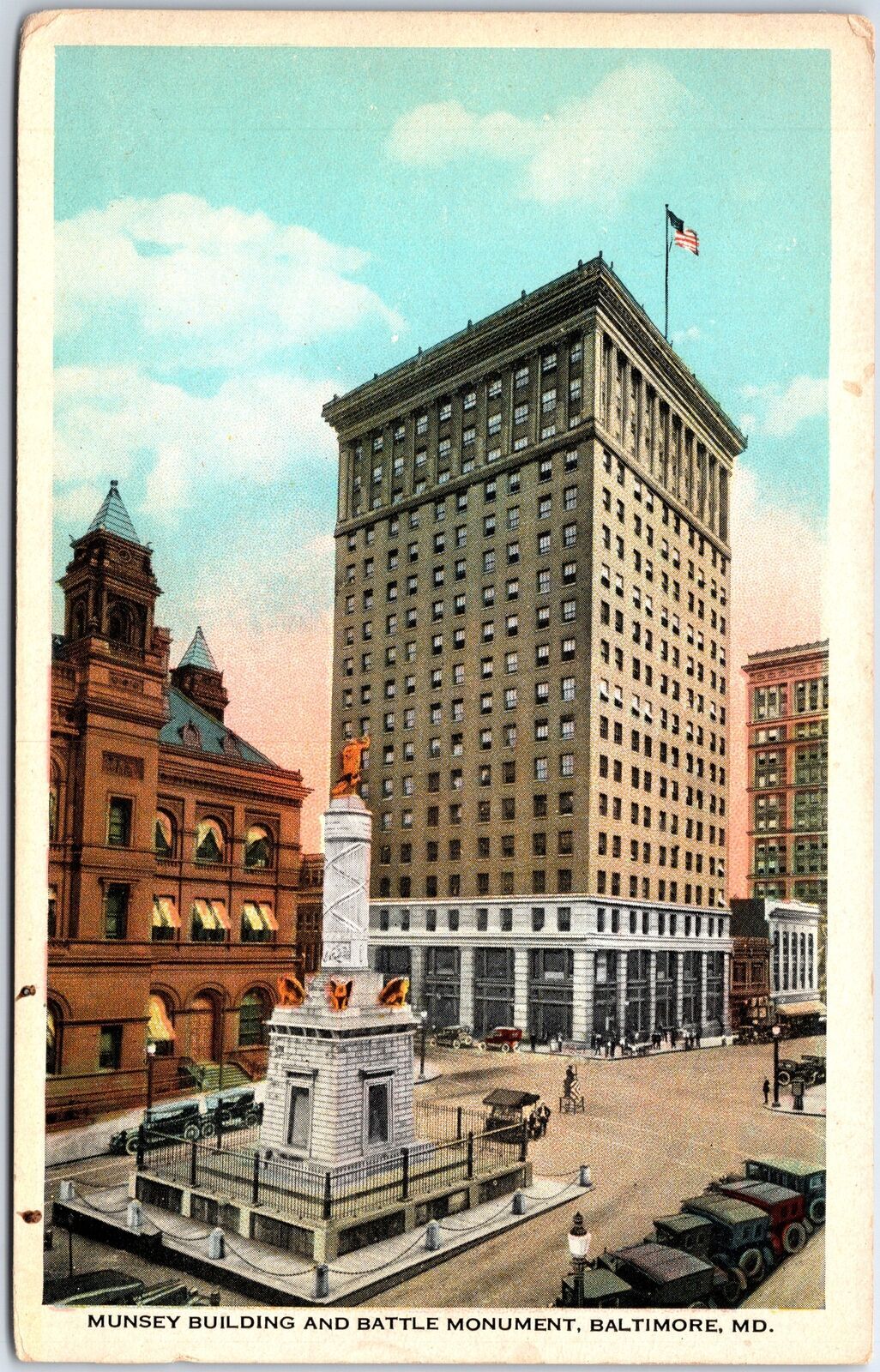 Vintage Postcard Munsey Building and Battle Monument at Baltimore MD C ...