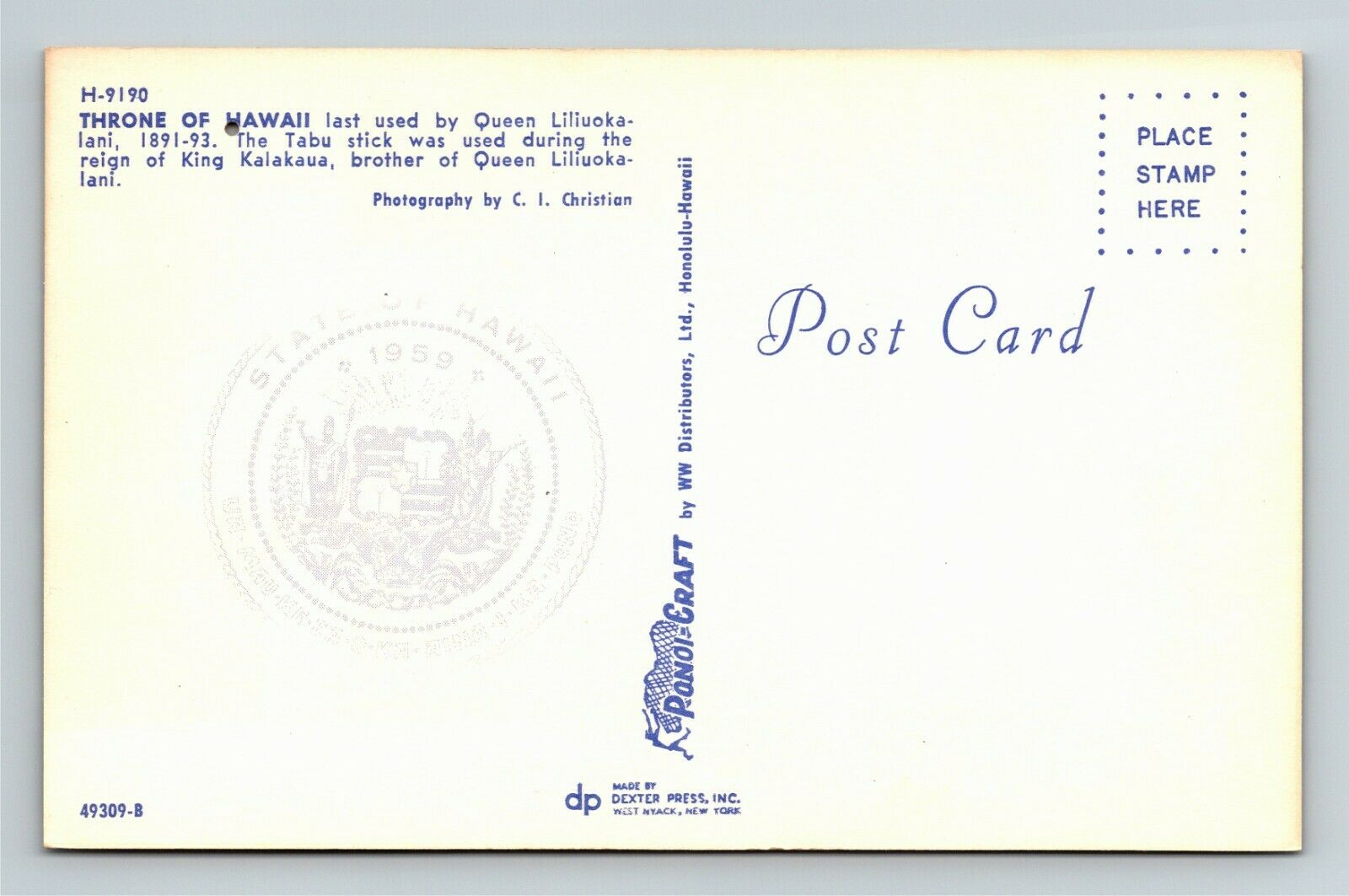 Honolulu HI, Palace Throne Room, Tabu Stick, Portrait, Chrome Hawaii ...