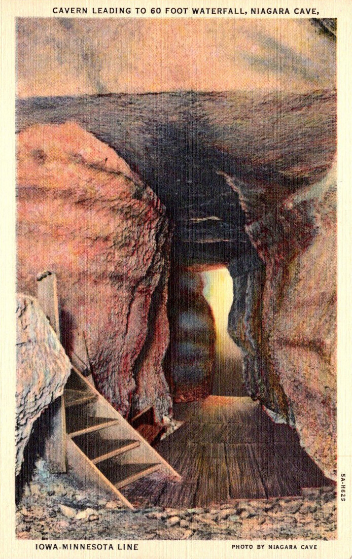 Minnesota Iowa Line Niagara Cave Cavern Leading To 60 Foot Waterfall ...