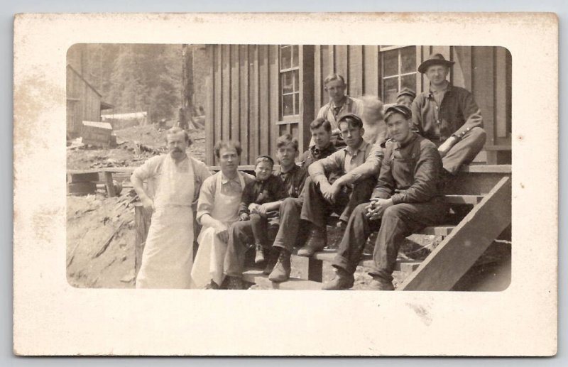 Lumber Camp Mill Construction Scene Cooks Young Workers Real Photo ...